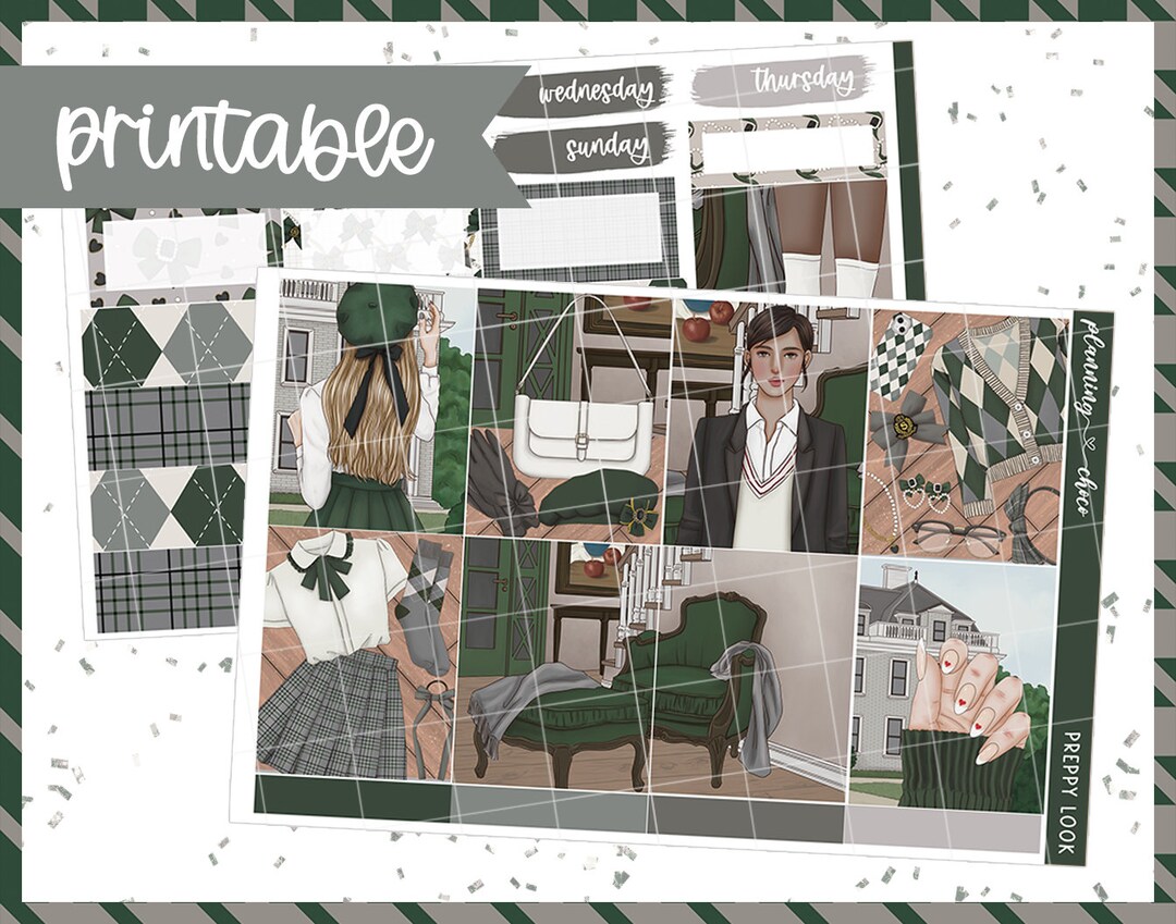 Preppy Look / Weekly Kit / Printable Planner Stickers / - Etsy