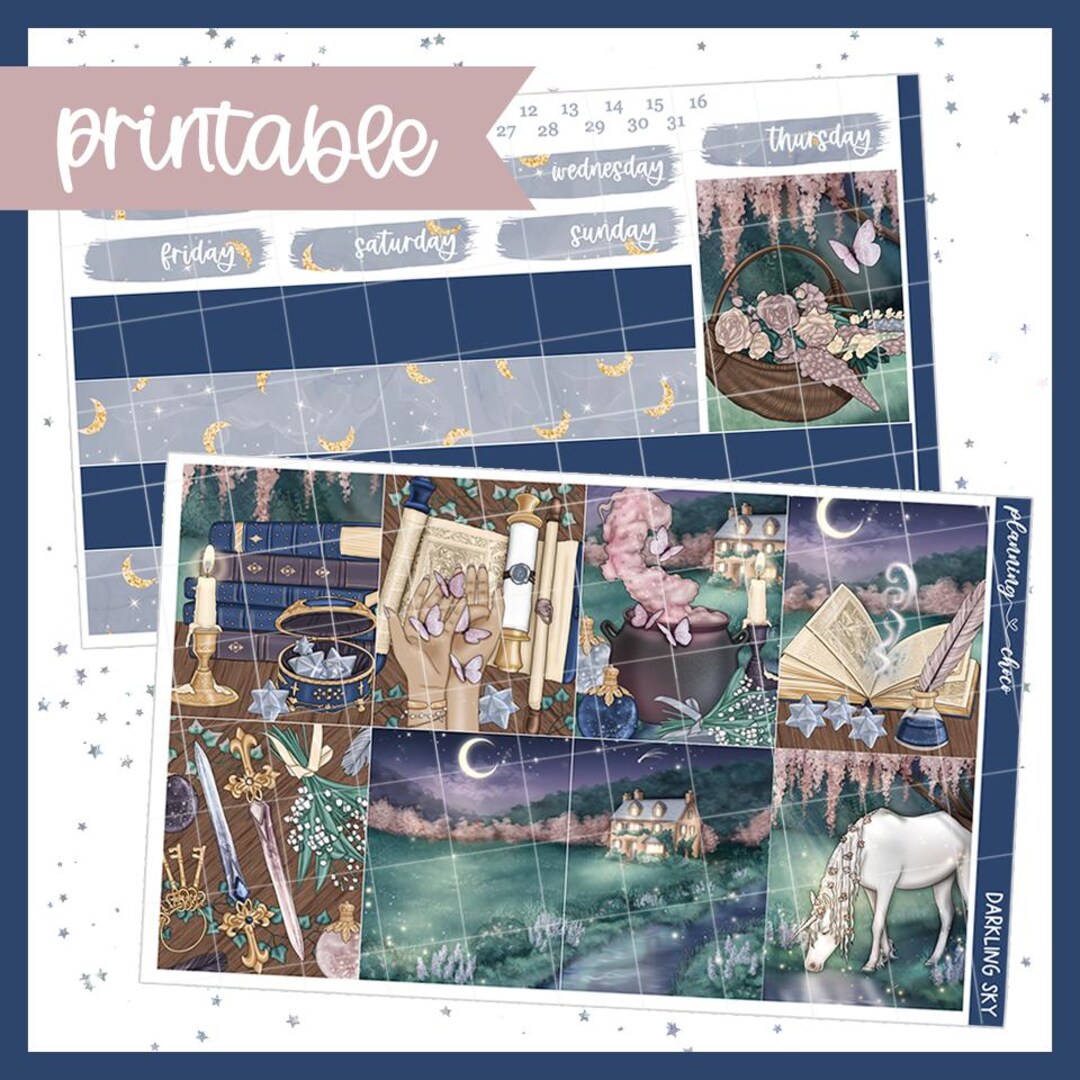 Darkling Sky / Weekly Kit / Printable Planner Stickers / Erincondren ...