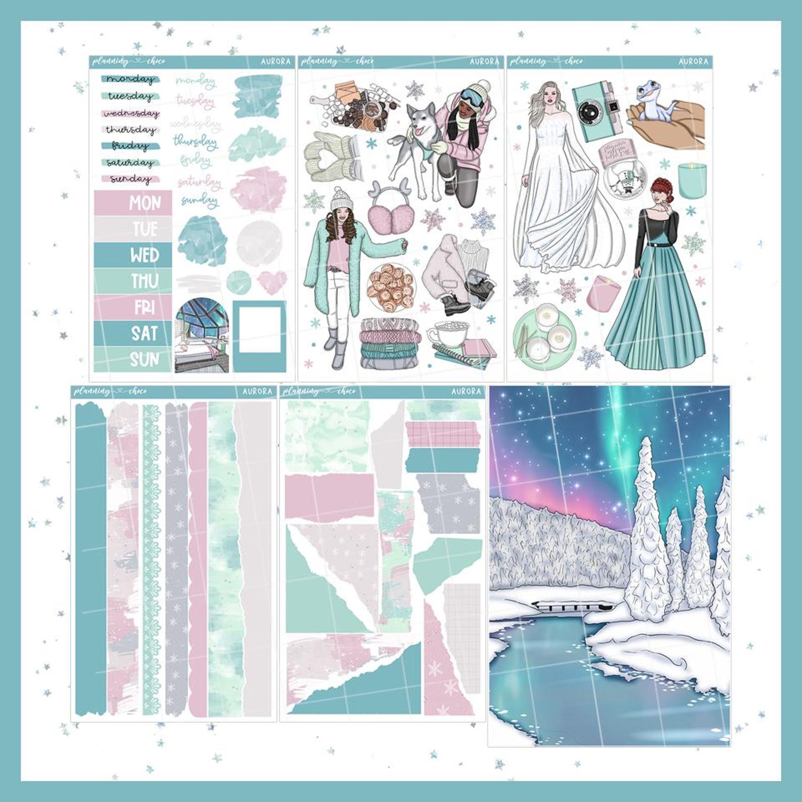 Aurora Journaling Kit: Printable Planner Stickers (PDF, PNG, Silhouette ...