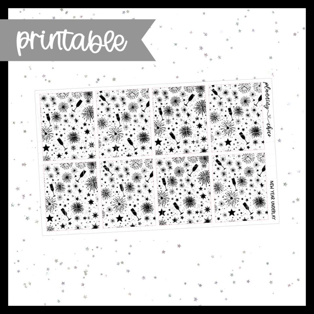 New Year / Printable Foil Underlay / Foil Ready / Printable Planner ...