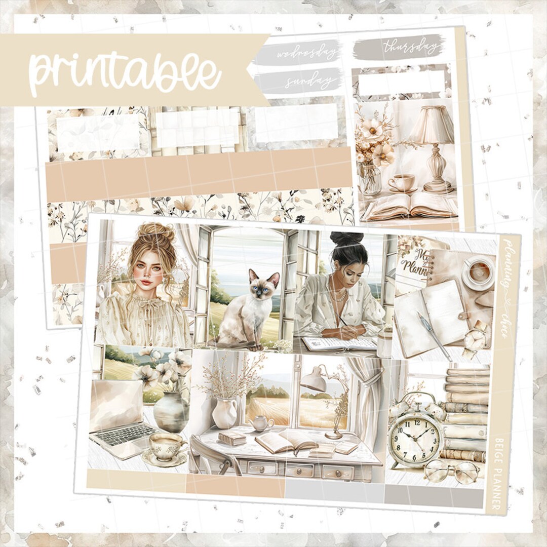 Beige Planner / Weekly Kit / Printable Planner Stickers / Erincondren ...