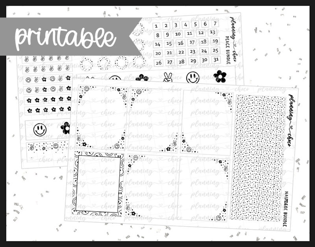 Peace / Printable Foil Bundle / Foil Ready / Printable Planner Stickers ...