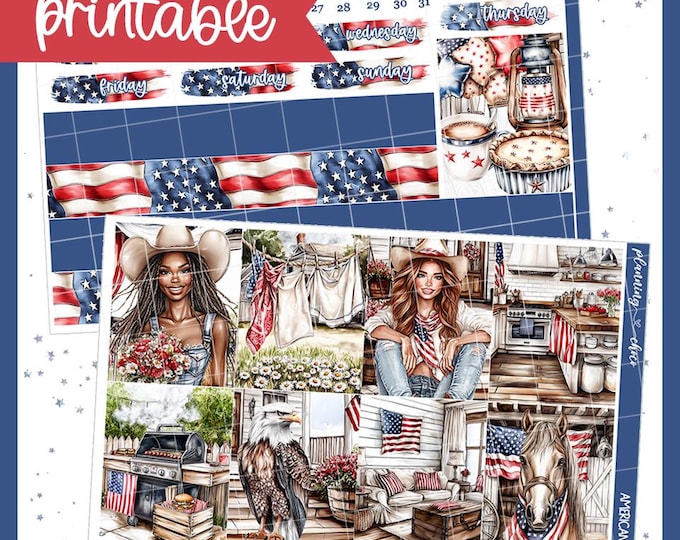 American Soul Weekly Kit : Printable Planner Stickers (PDF, PNG ...