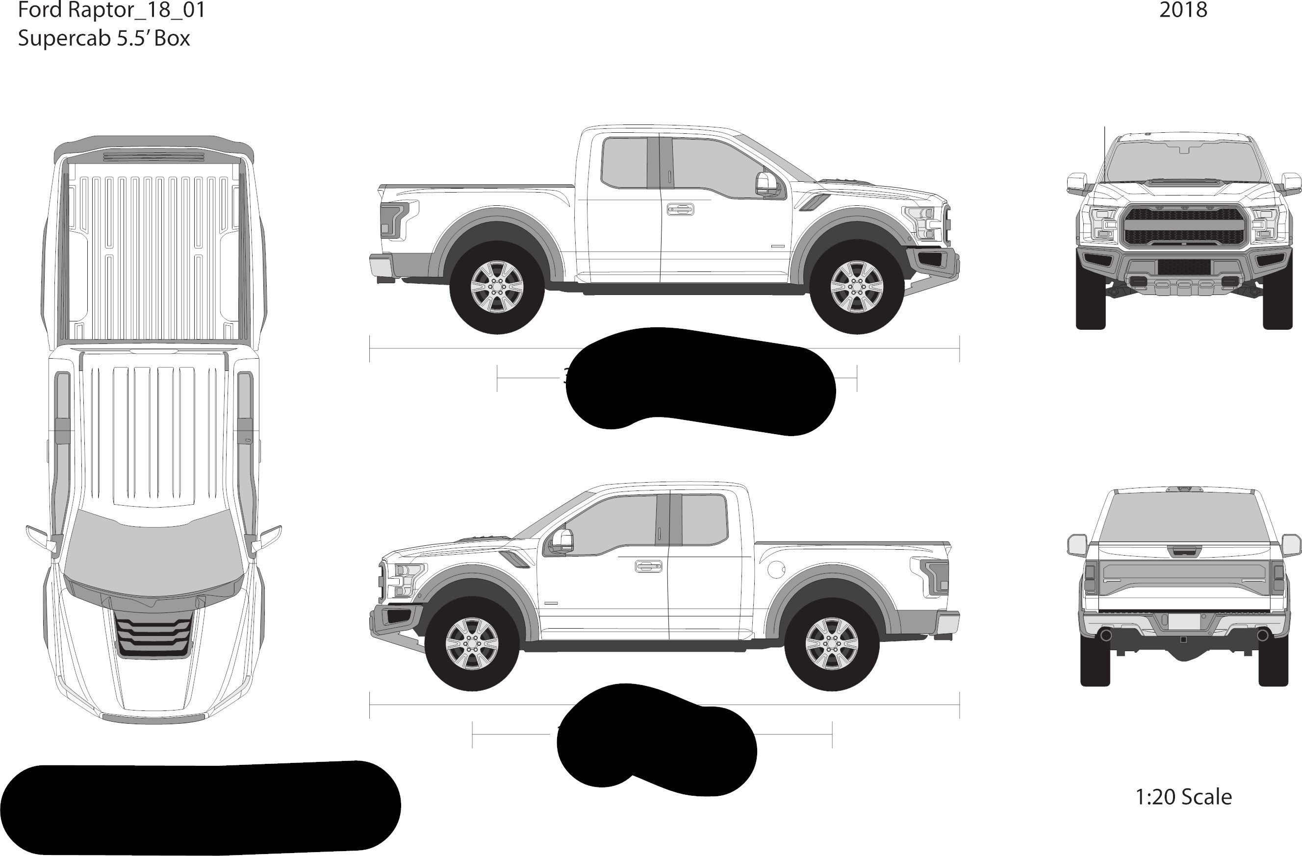 Ford Raptor 2018 Vehicle Template 1:20 Scale Logo Vector - Etsy