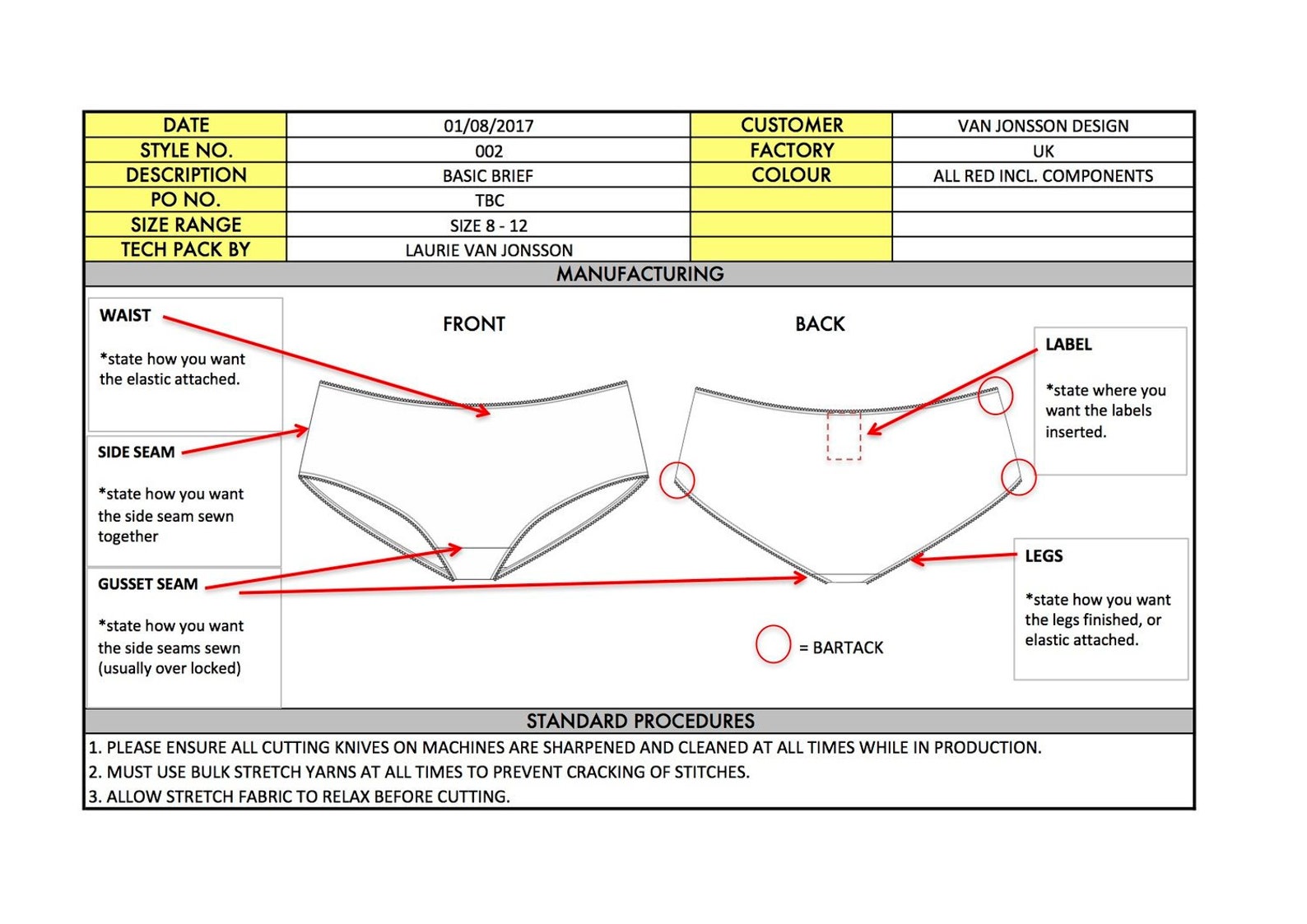 How to Write a Bra and Brief Tech Pack - Etsy