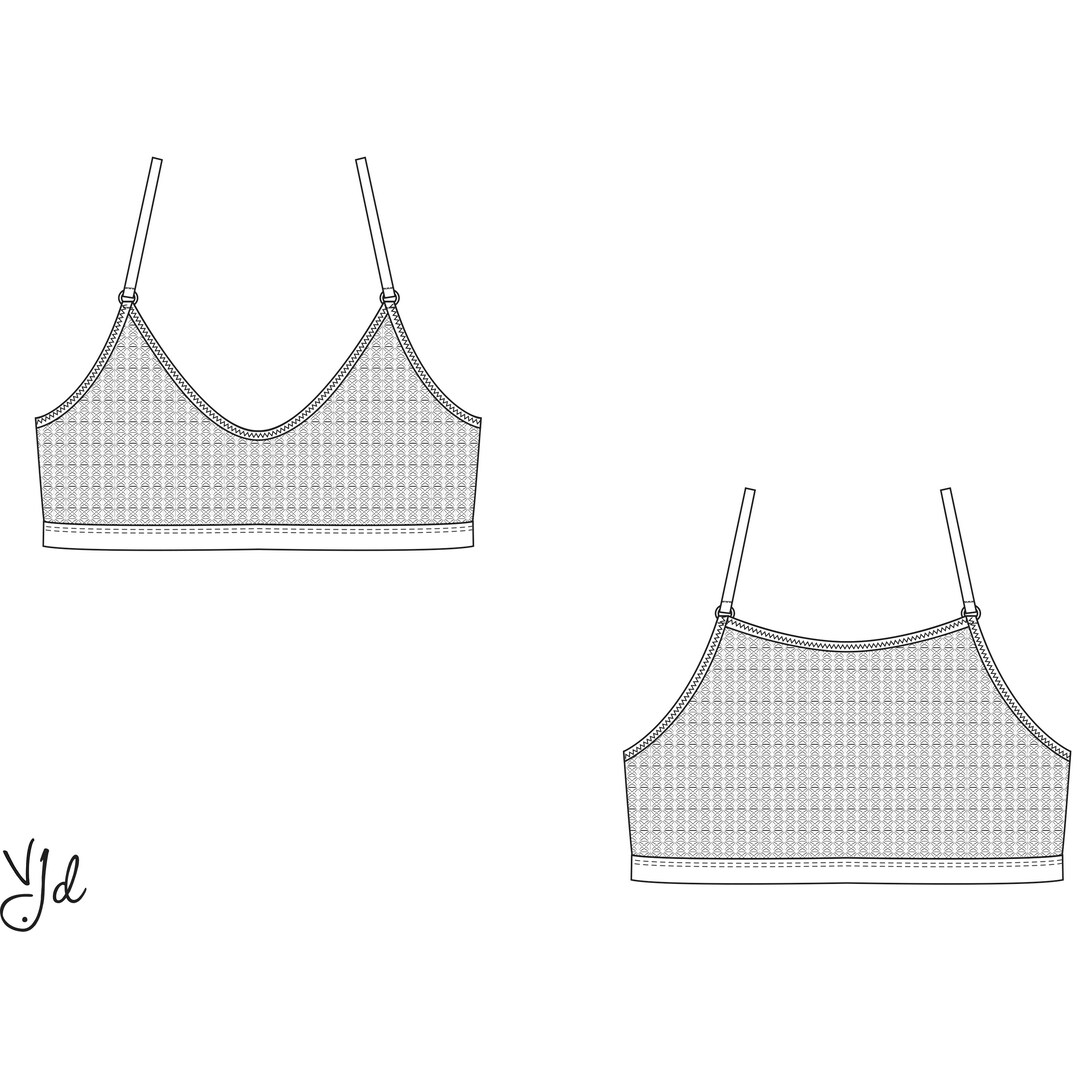 Crop Top Technical Drawing in AI File - Etsy