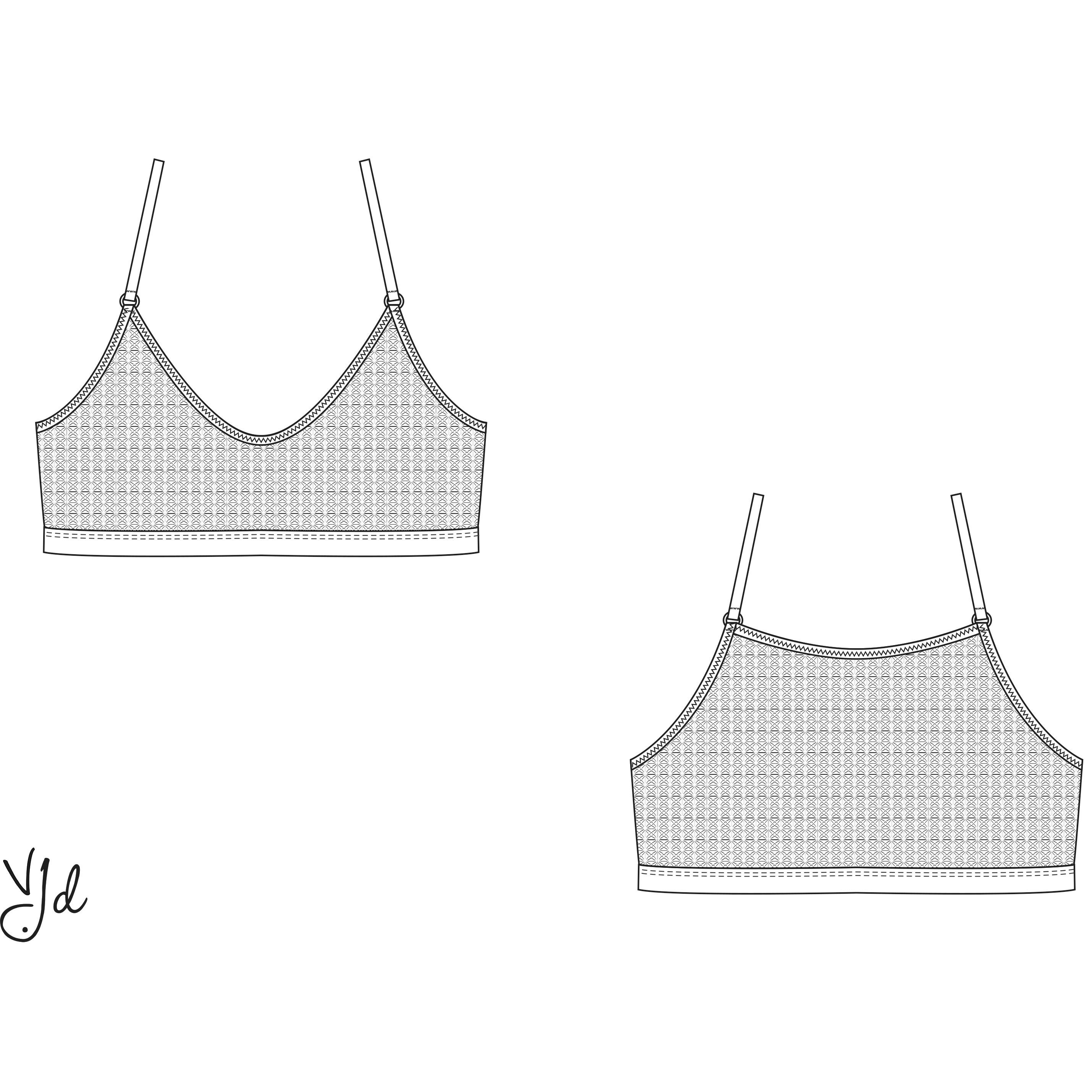 Crop Top Technical Drawing in AI File - Etsy