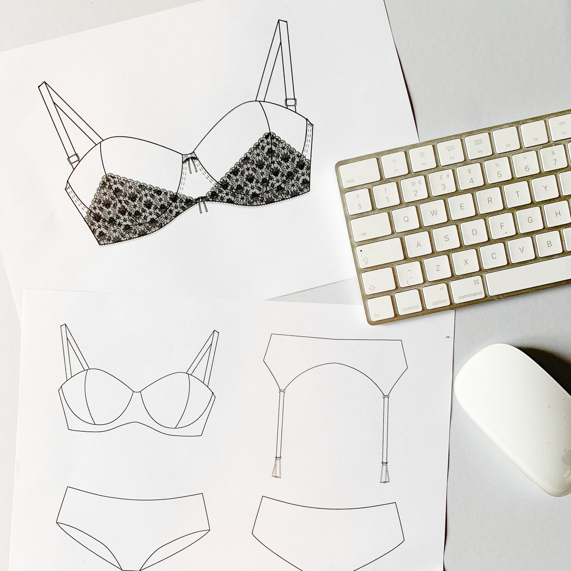 Balconette Bra Technical Drawing in AI File - Etsy