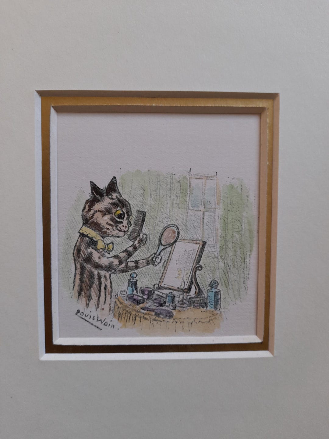 Louis Wain 1920's Original Miniature Hand Coloured Print "the Daily ...