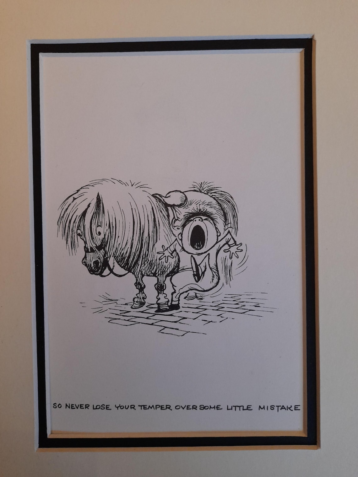Thelwell Pony Vintage Cartoon Dated 1962 in 10"x 8" Double Mount Ready ...
