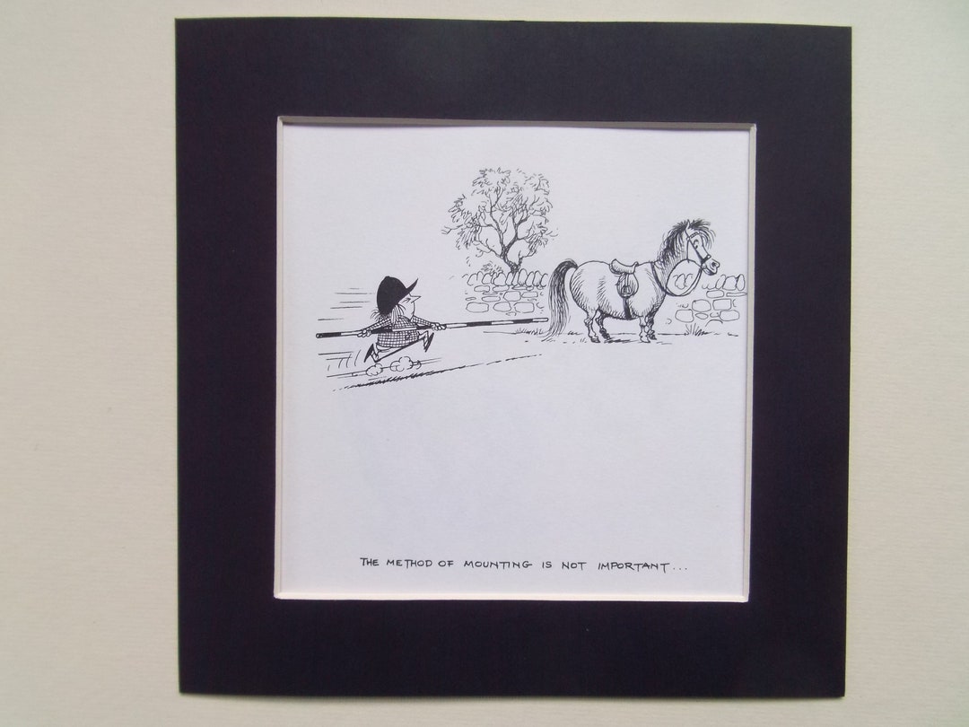 Norman Thelwell Pony Vintage Cartoon Dated 1962 in 8"x 8" Mount Ready ...