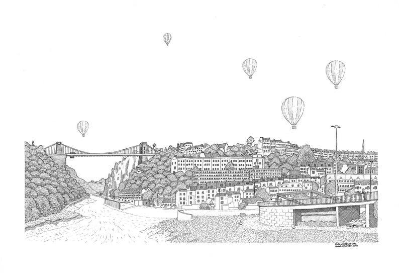 Custom Illustration, B&W Landscape Commission - Original Ink ...