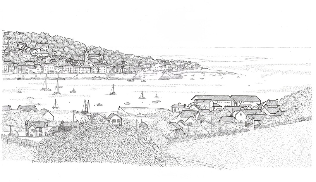 Custom Illustration, B&W Landscape Commission - Original Ink ...