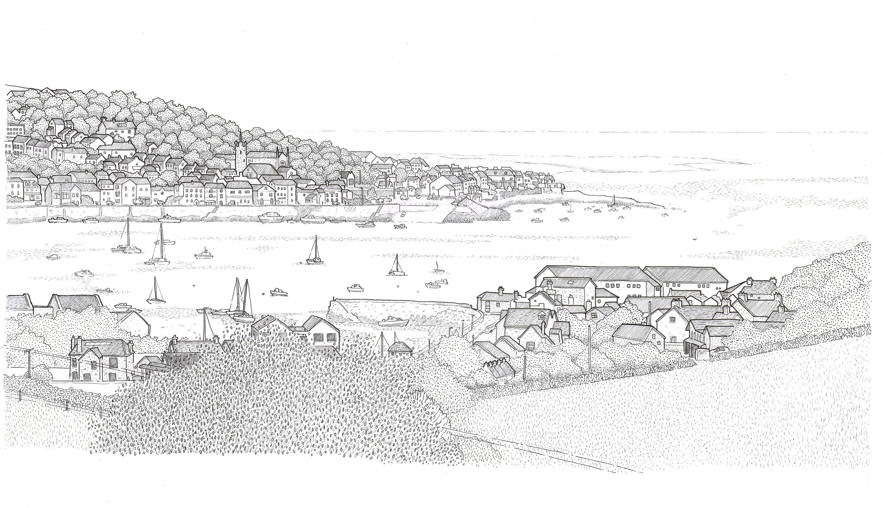 Custom Illustration, B&W Landscape Commission - Original Ink ...