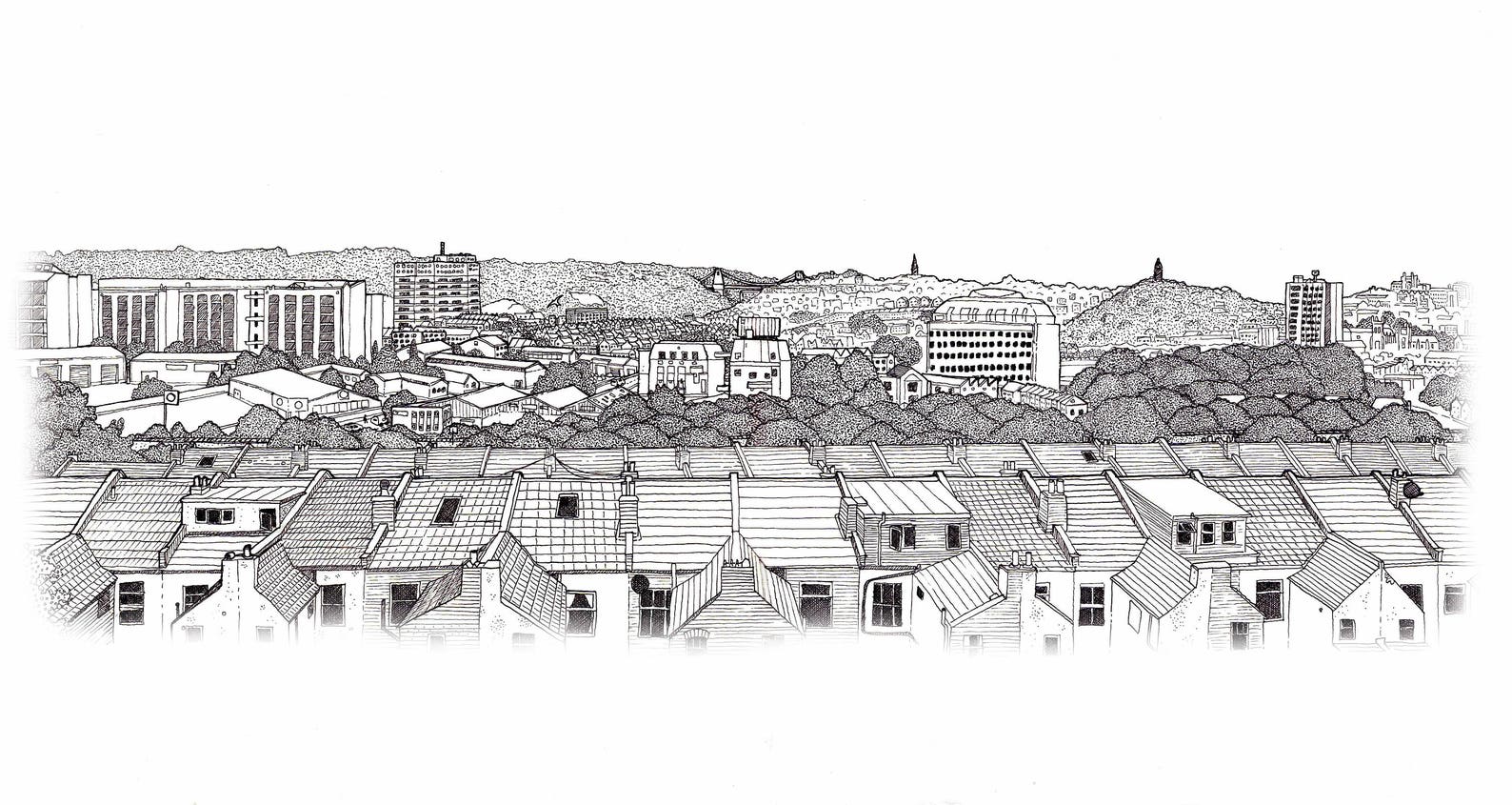 Custom Illustration, B&W Landscape Commission - Original Ink ...
