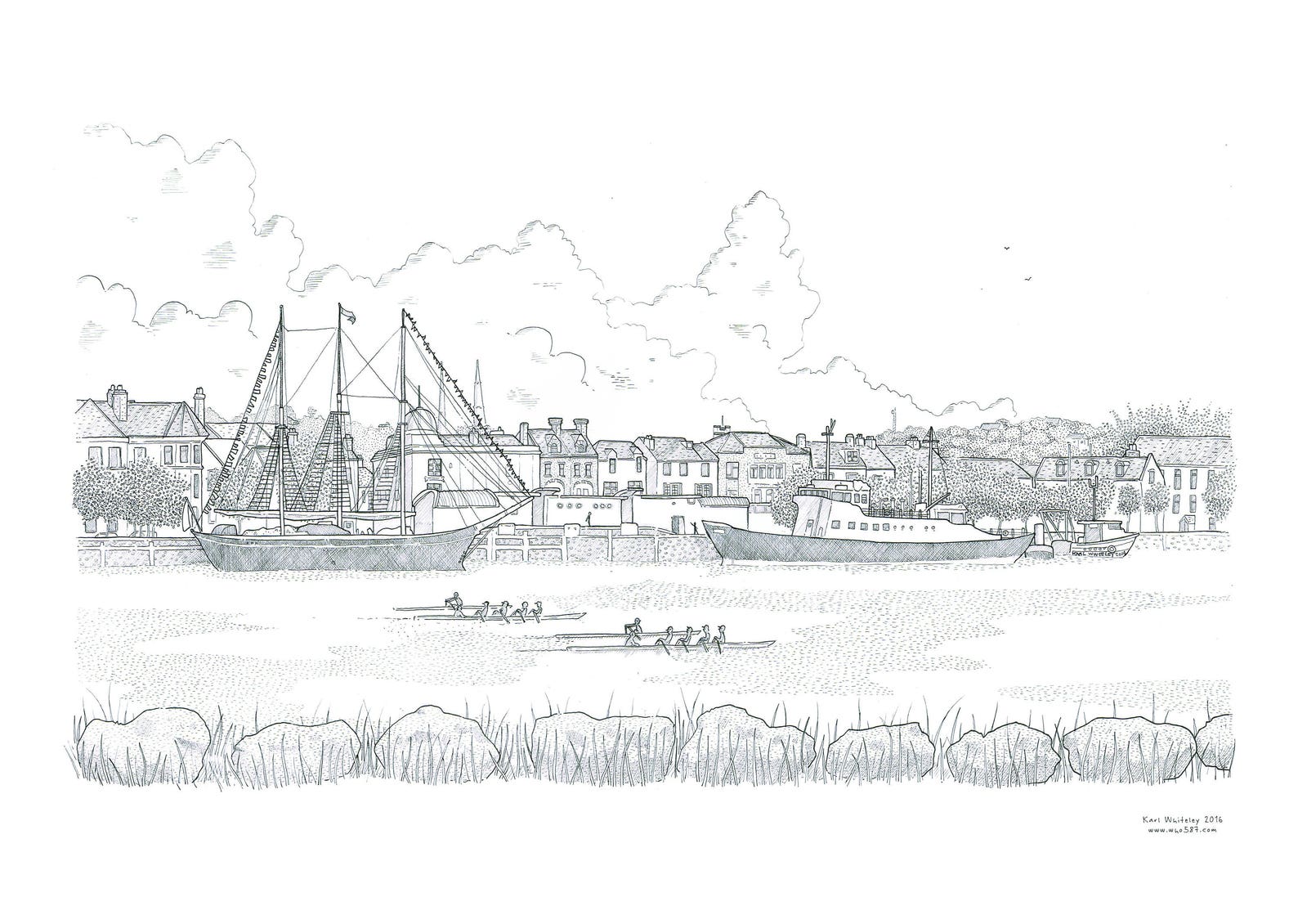 Custom Illustration, B&W Landscape Commission - Original Ink ...