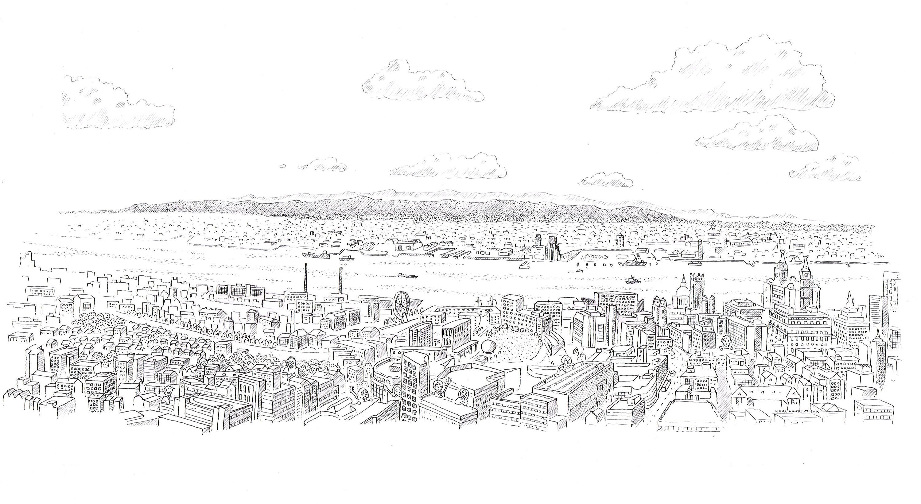 Custom Illustration, B&W Landscape Commission - Original Ink ...