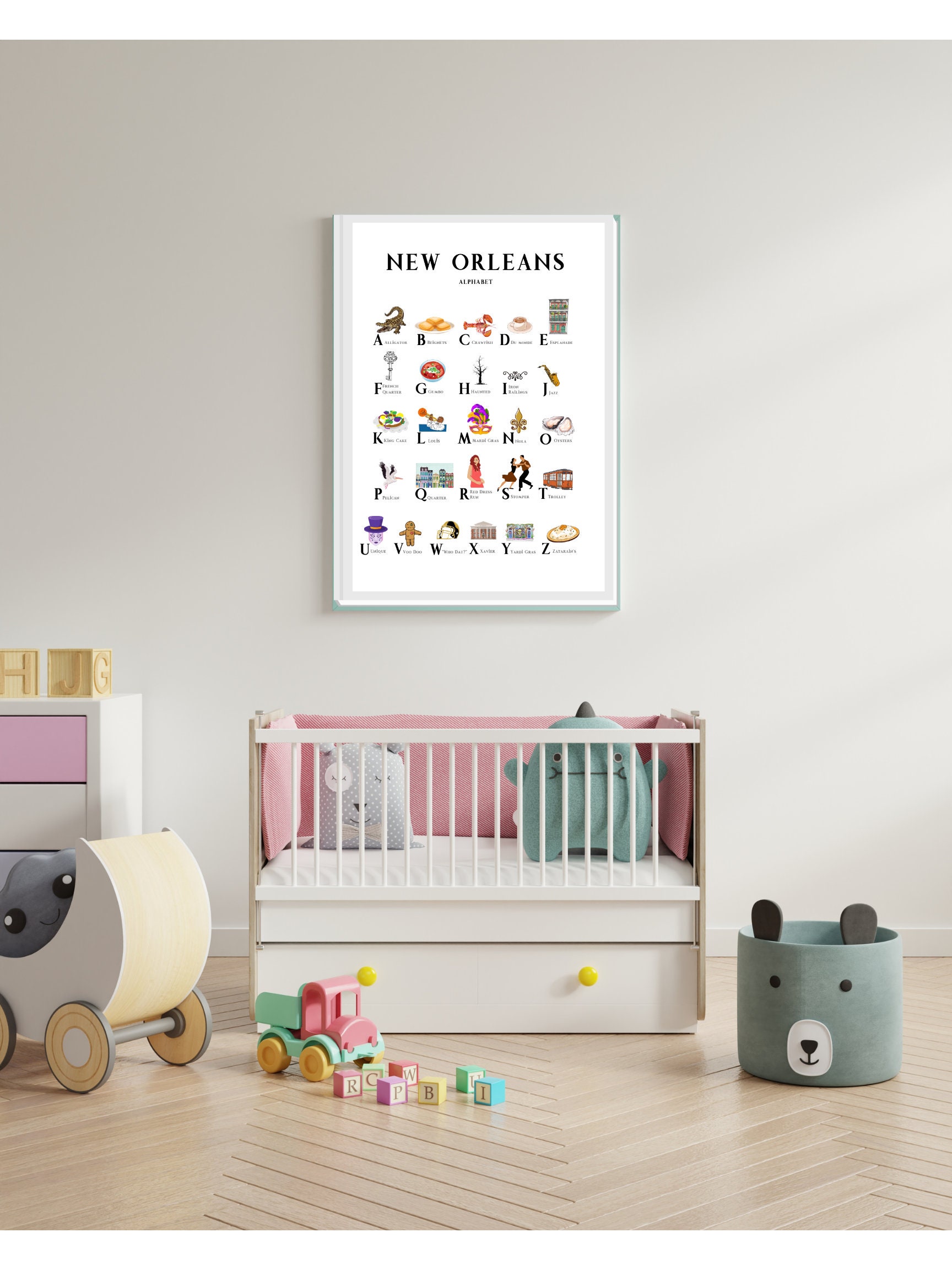 New Orleans Alphabet Poster Perfect Gift for NOLA Lovers Nursery Decor ...