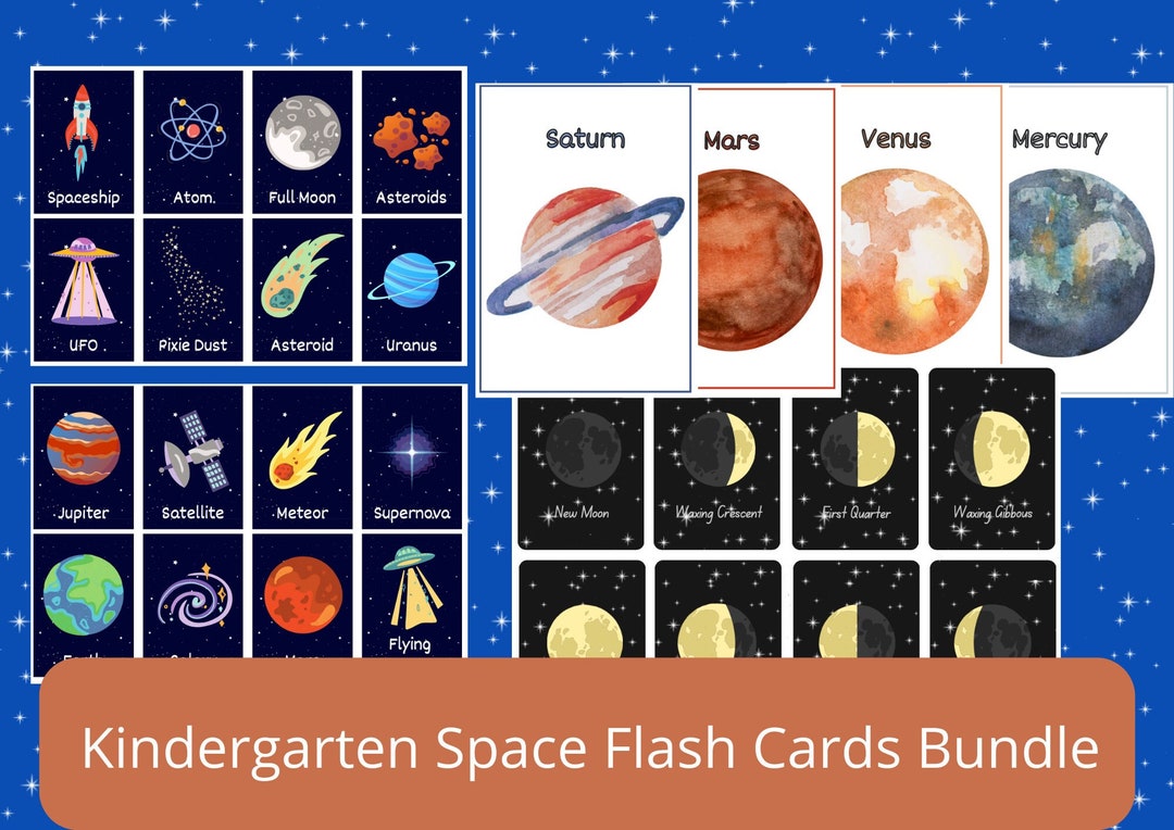 Space Themed Flashcards Kindergarten Printable Instant Download ...