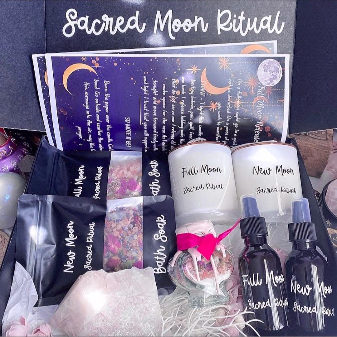 Mystery Gift Box, Sacred Moon Ritual Crystal, Bath & Candle Pamper Gift ...