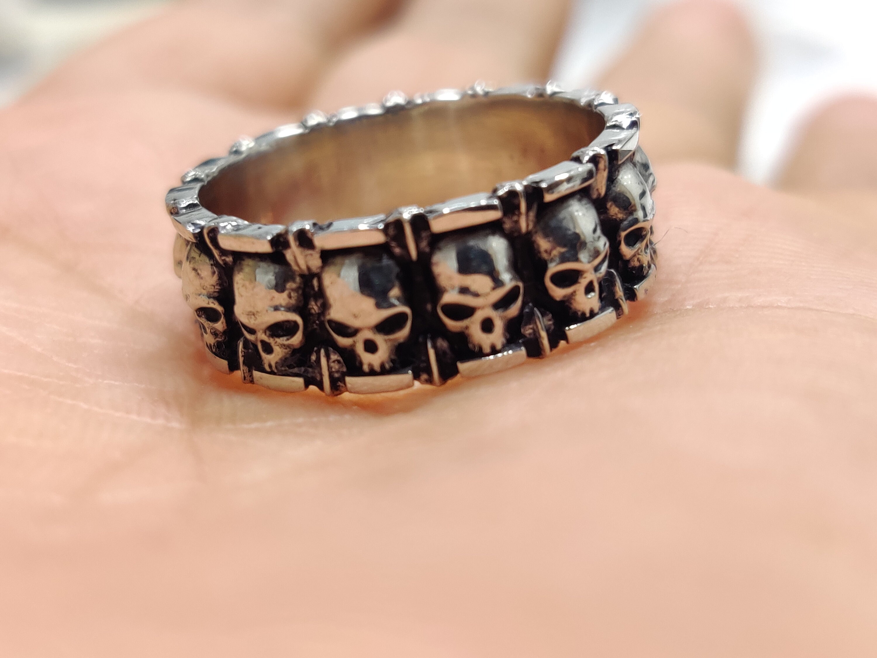 Skull Wedding Band Gothic Rings Stars & Skulls Band Biker | Etsy