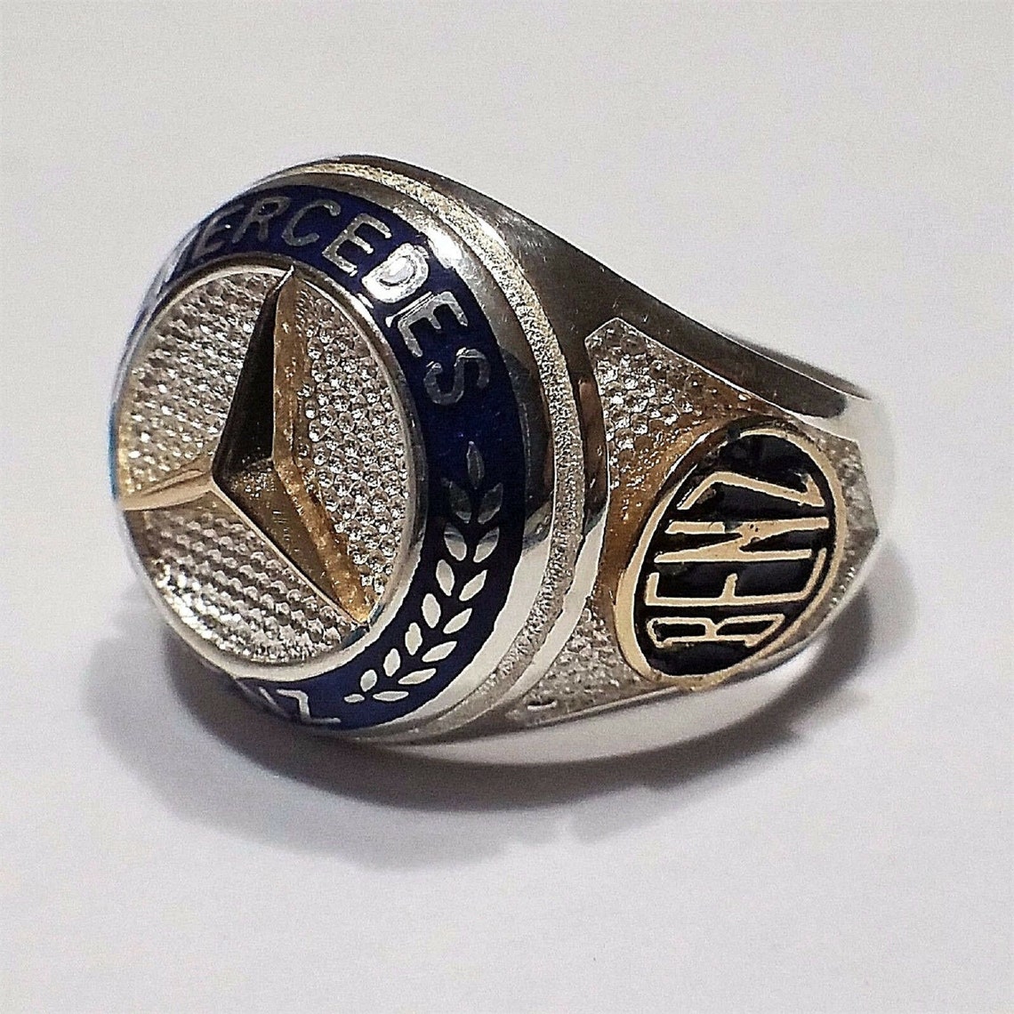 Mercedes Benz Logo Ring Solid 925 Sterling Silver HandMade Men | Etsy