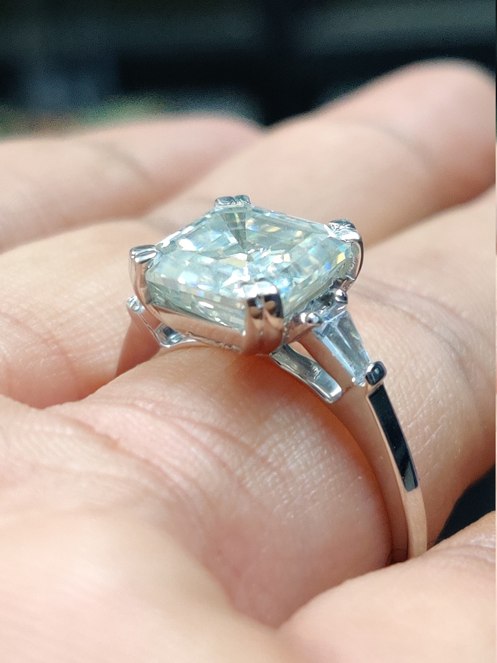 Moissanite Ring 4 88 Ct Near White Asscher Cut Moissanite Etsy