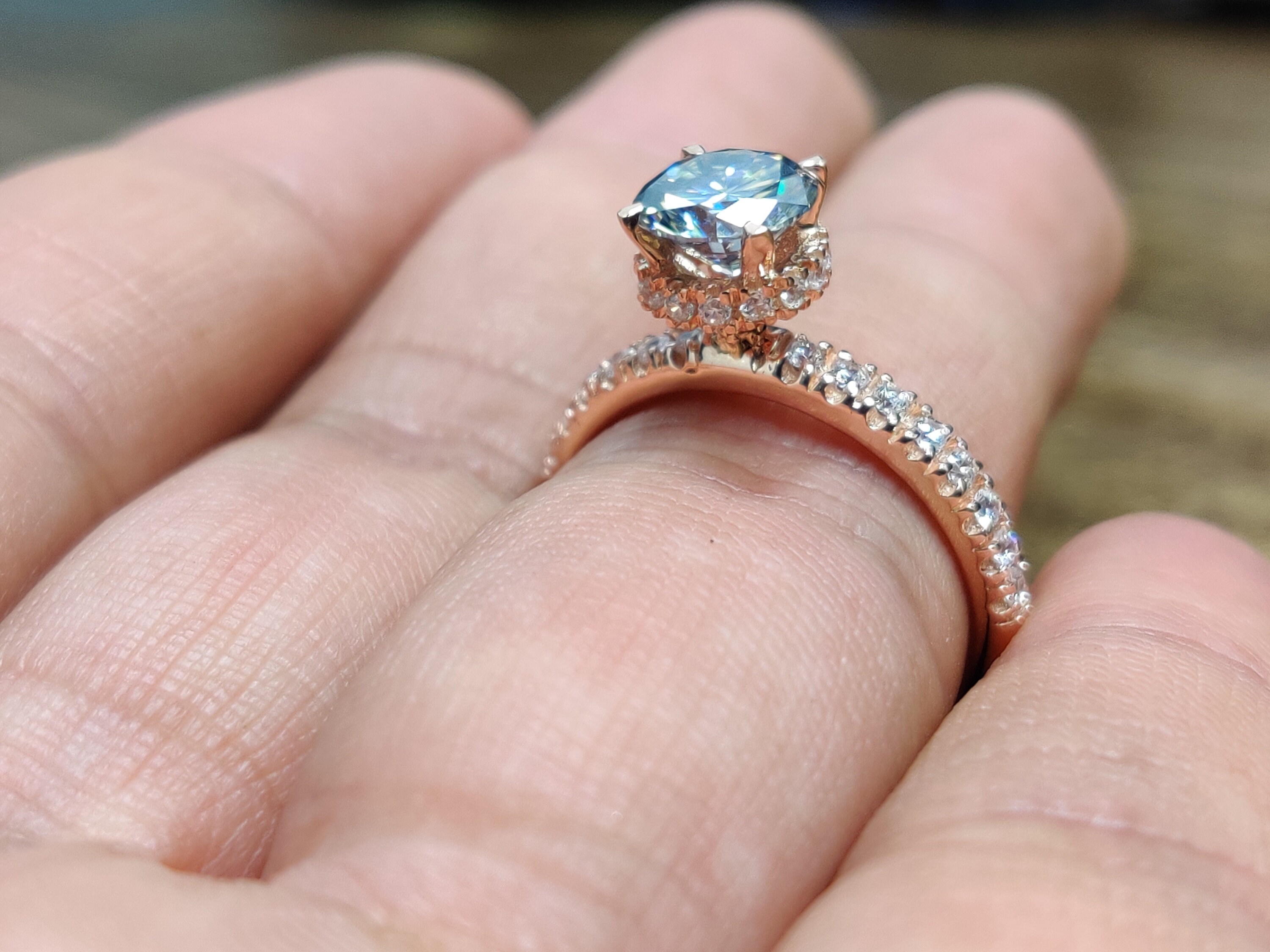 Moissanite Ring 2.08 Ct Round Cut Grey Color Moissanite | Etsy