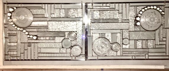 2 Clear Stained Glass Windows Panel custom order | Etsy