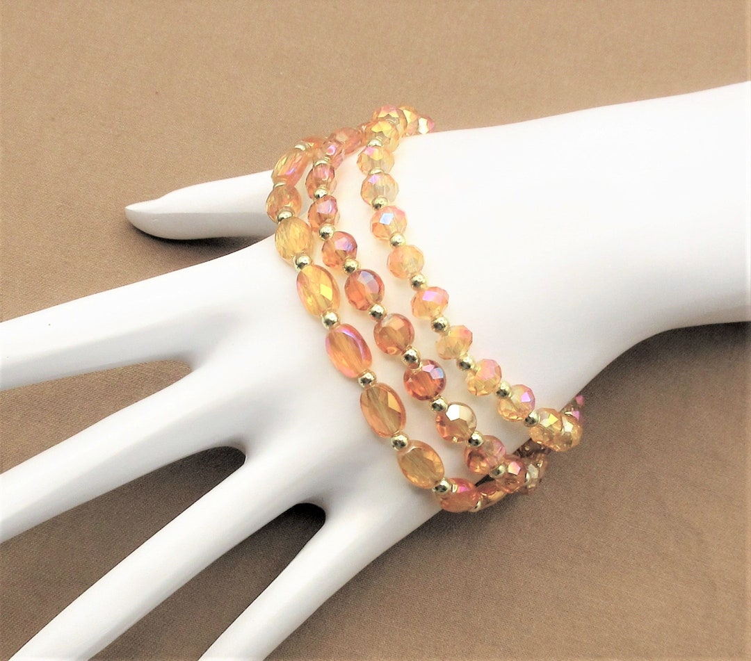 AB Orange Faceted Oblong, Lentil, and Rondelle Beads | Small Round Gold ...