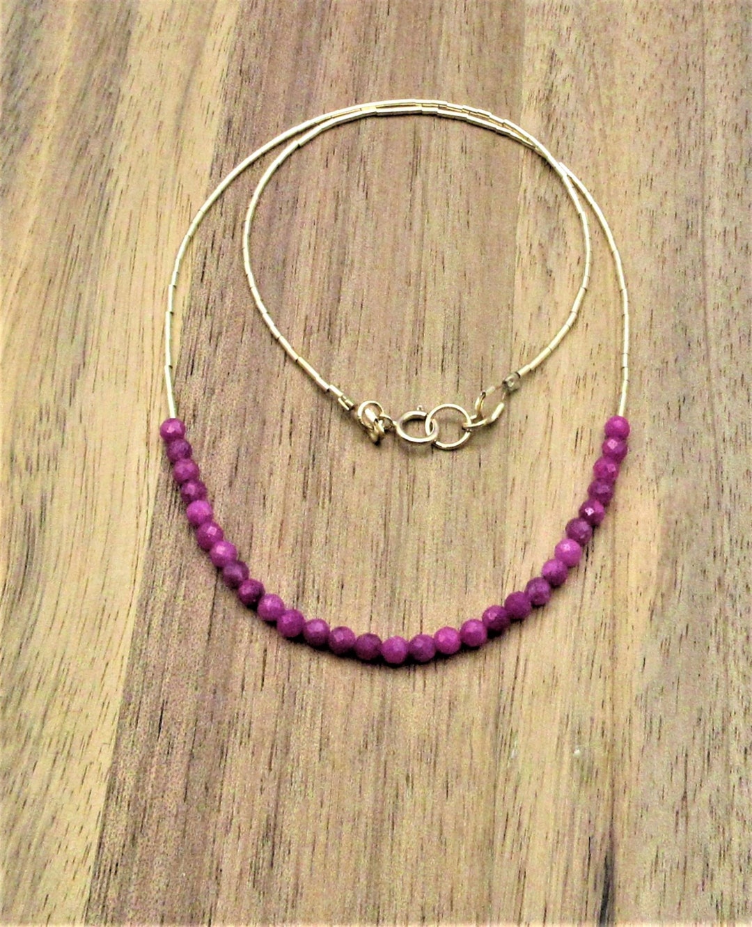 Tiny Ruby Gems, 14k Gold Filled Choker Genuine Ruby Gemstone Liquid ...