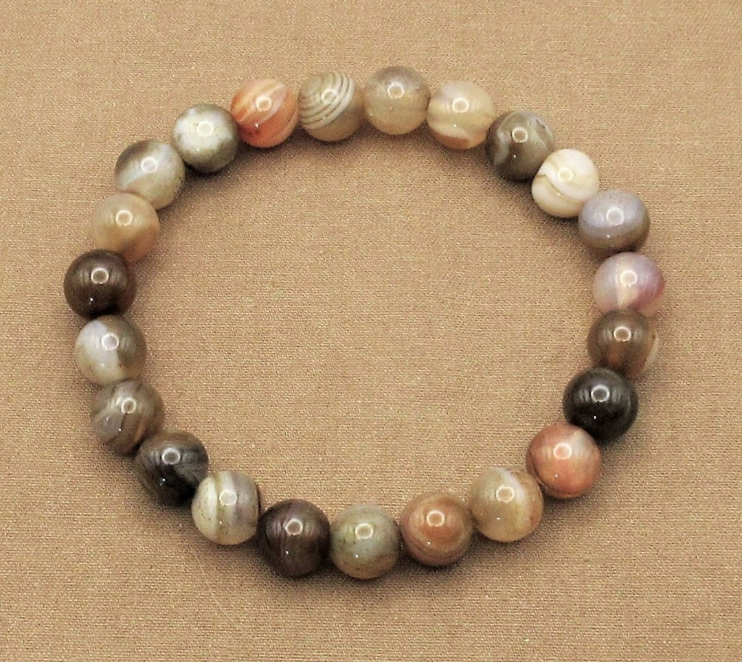 8mm Multi-colored AAA Grade Earth Tone Agate | Stretch Bracelet | Fast ...