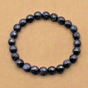 Faceted 8mm Midnight Blue Sandstone | Stretch Bracelet | Fast Shipping ...