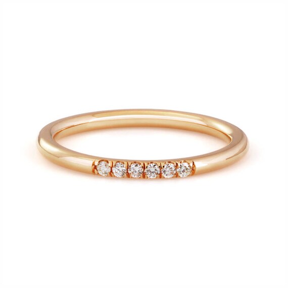 14k Rose Gold Diamond Stackable Ring - Etsy
