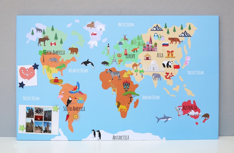 Illustrated World Map - Etsy