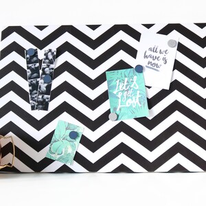 Black and White Chevron Magnetic Noticeboard - Etsy