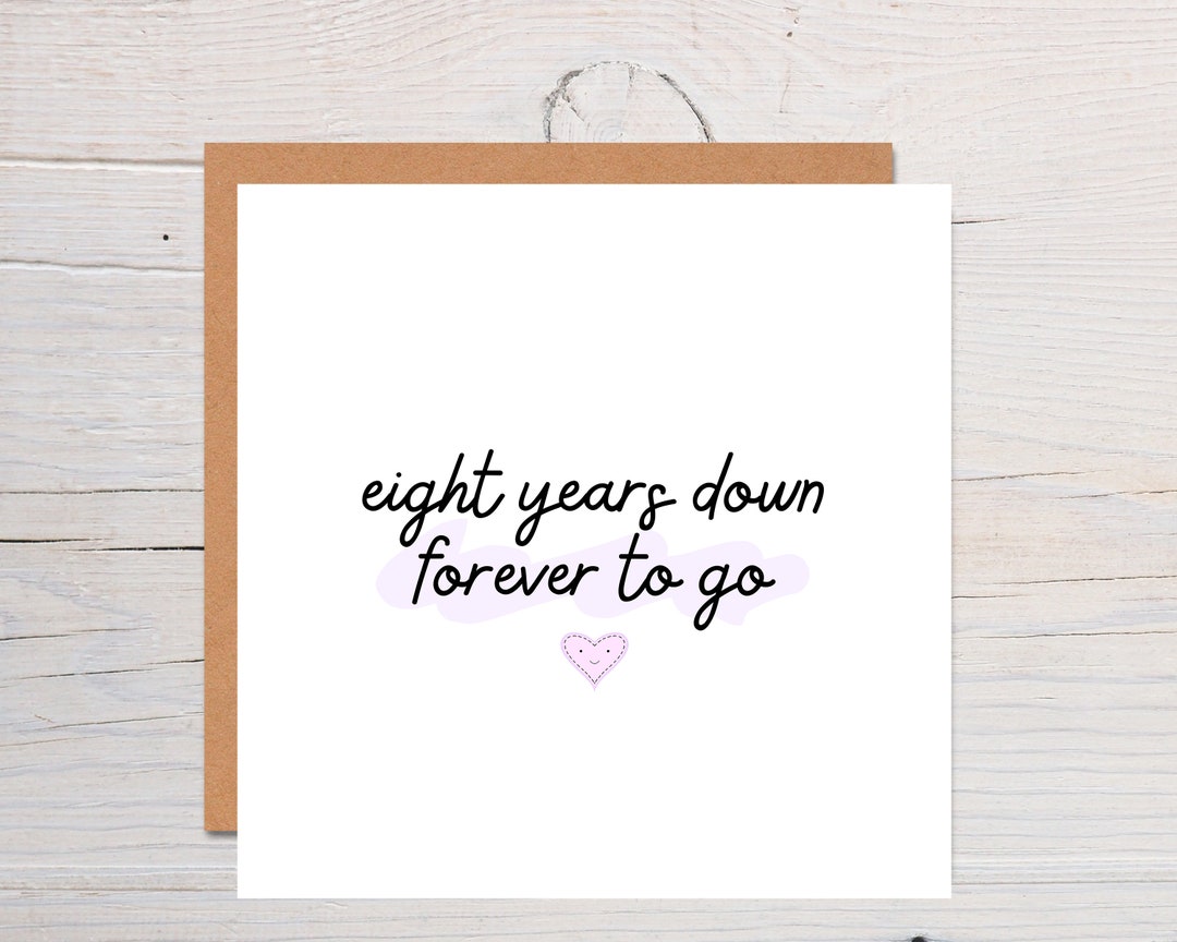 8th Anniversary Card, Girlfriend Eight Year Anniversary Card, Wife ...