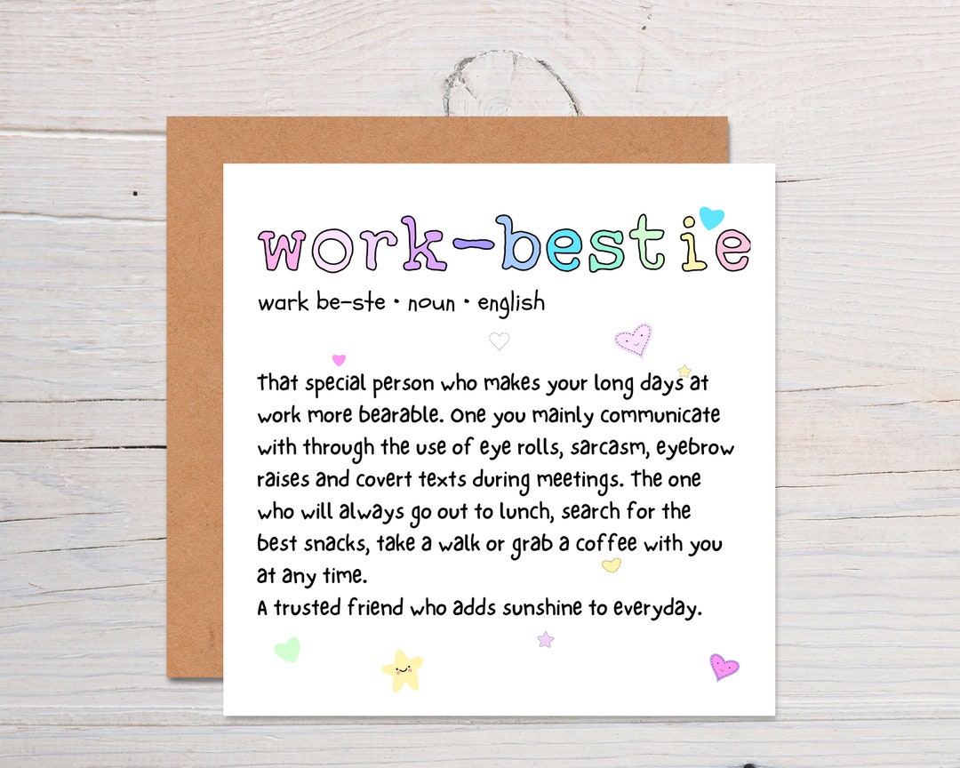 Work Bestie Card, Bestie Card, Bestie Card Birthday Card, Work Bestie ...