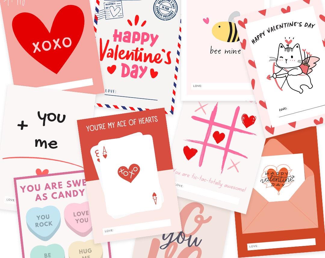Love Printable Valentine's Day Cards - Etsy