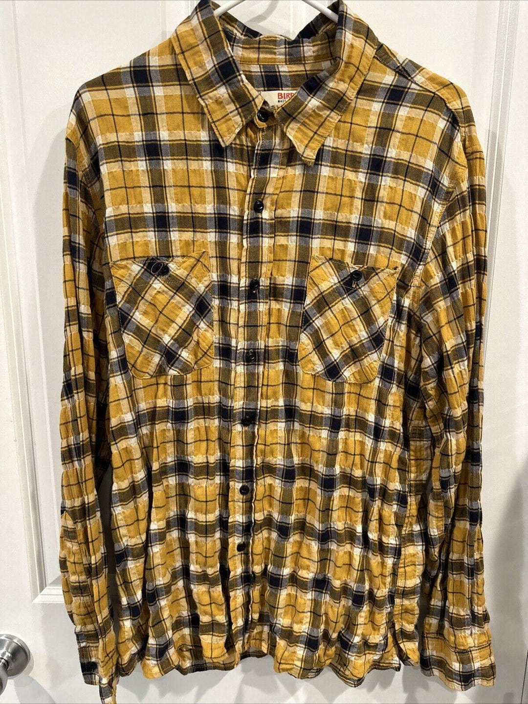 Birdwell Beach Britches Flannel Shirt Mens MED Plaid Button up Made in ...