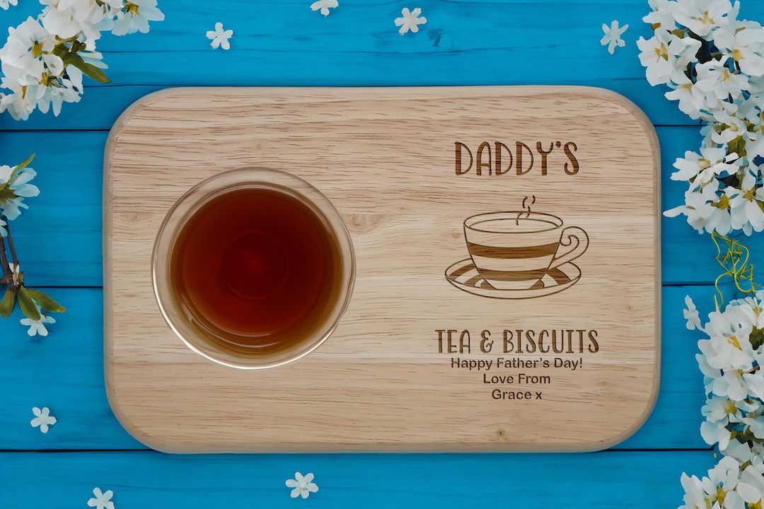 Personalised Father's Day Tea & Biscuit Board, Daddy's Tea in Bed, Gift ...
