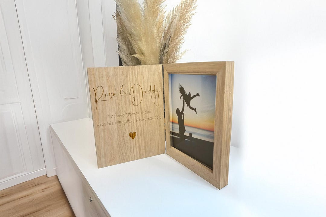 Personalised Solid Oak Book-shaped Photo Frame 7"x5" – Engraved Father ...