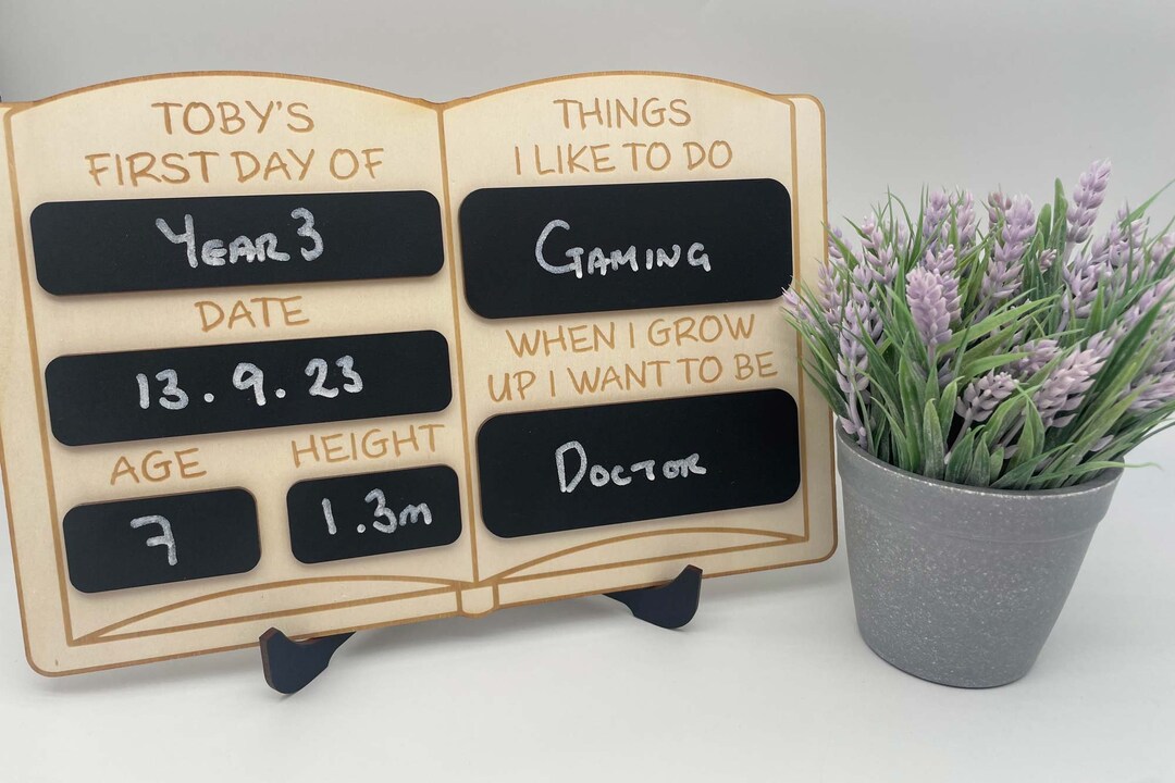 First Day of School Book Sign, Personalised Starting School Sign, Back ...