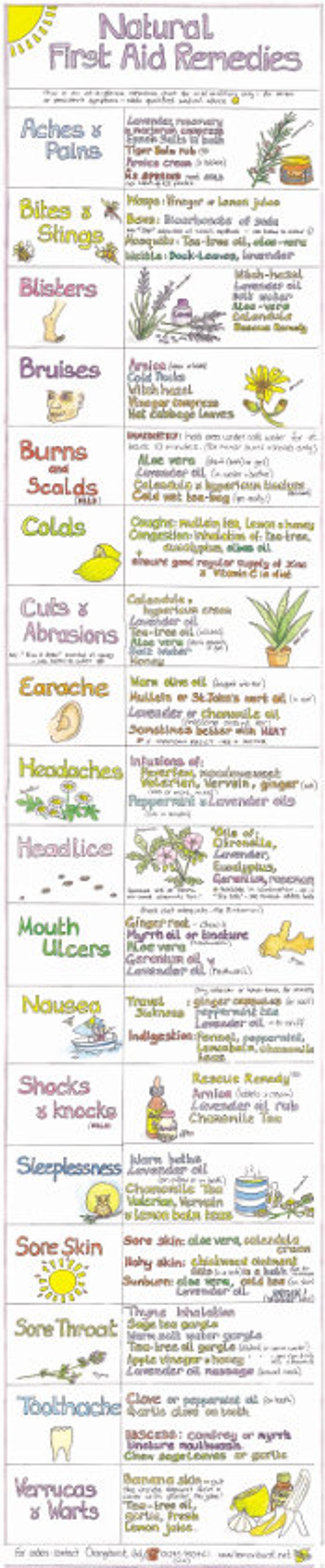 Natural First Aid Remedies Chart by Liz Cook - Etsy