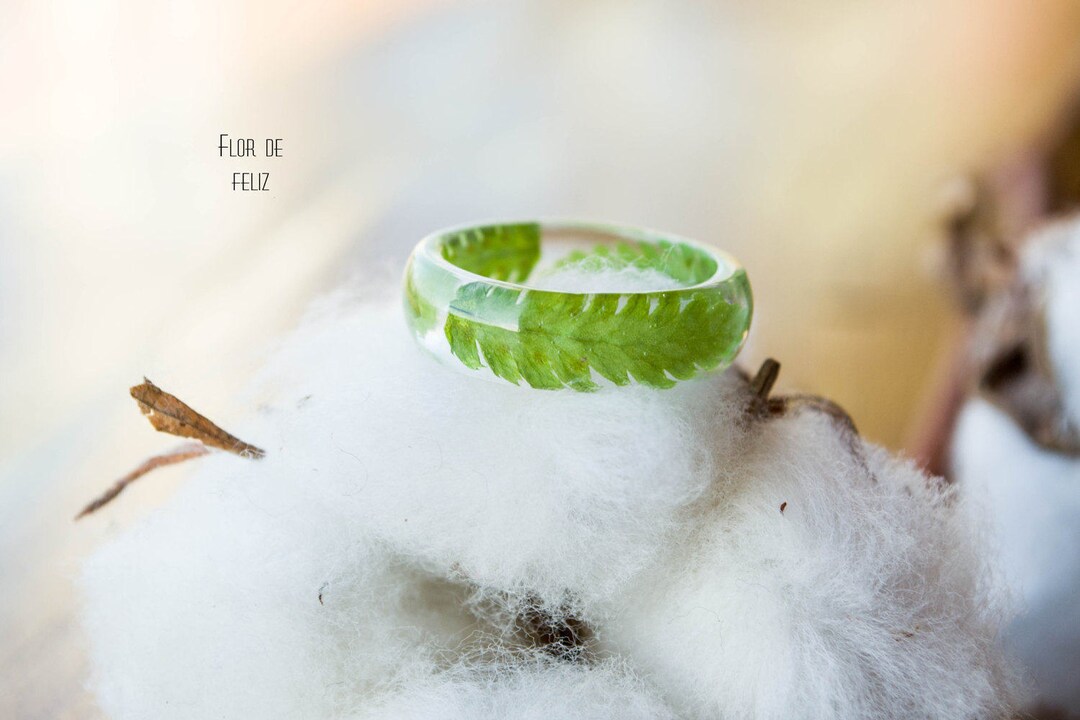 Resin Rings Real Flower Ring Real Fern Ring Terrarium Jewelry Botanical ...