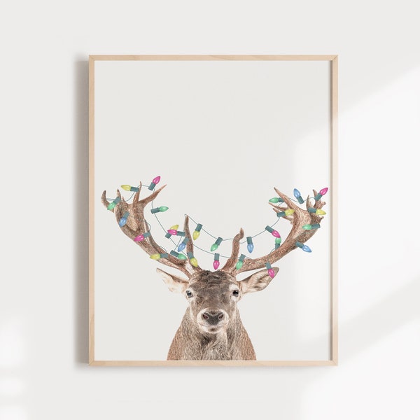 PRINTABLE Reindeer Christmas Wall Art, Watercolor Reindeer Painting ...