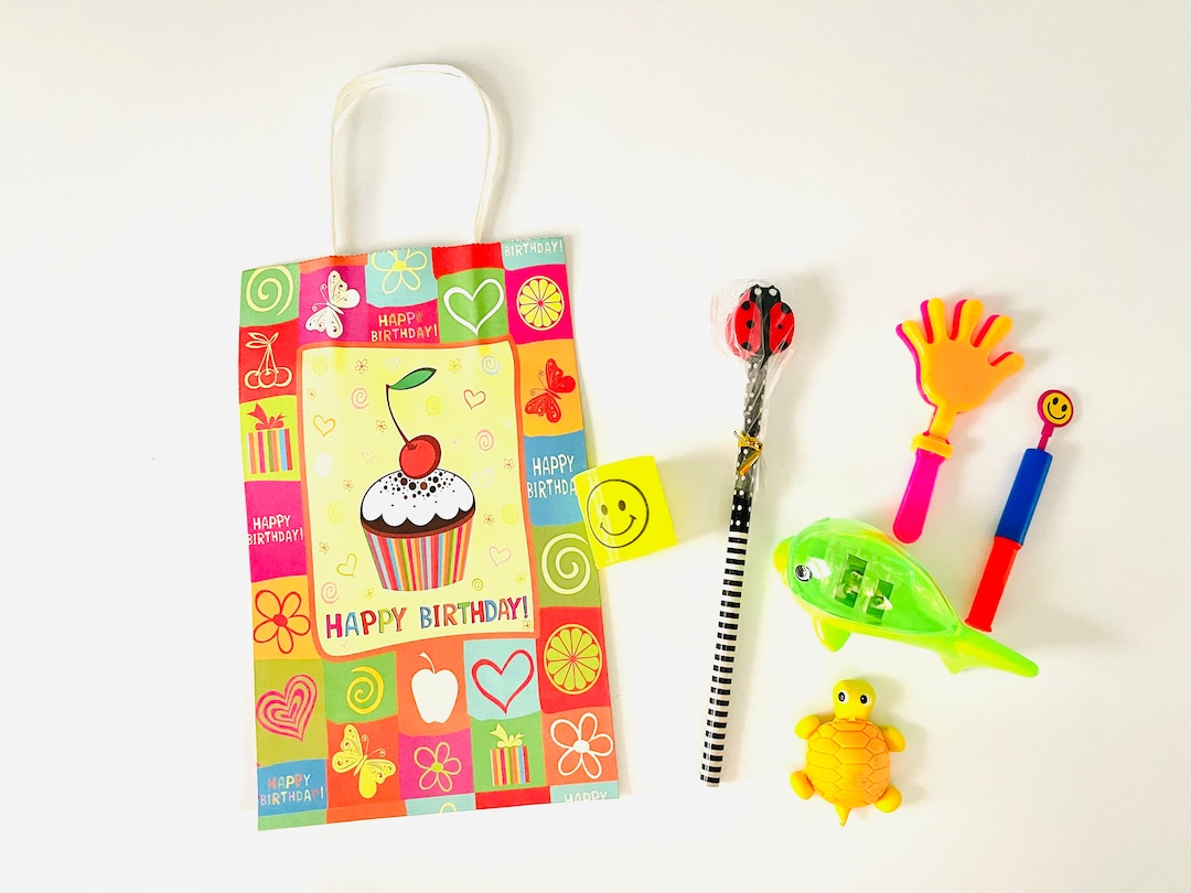 8x Pack Happy Birthday Goody Bags; Pre Made & Filled With Toys, Filled ...