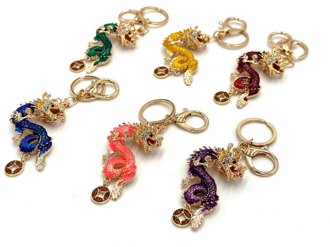 6x Chinese New Year Goody Bags Dragon Keychain in Chinese Good Luck ...