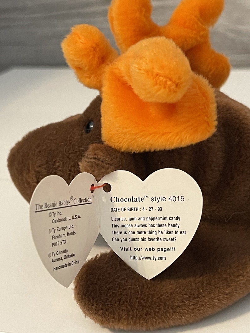 1993 TY Beanie Baby Rare CHOCOLATE Moose PVC 4015 - Etsy
