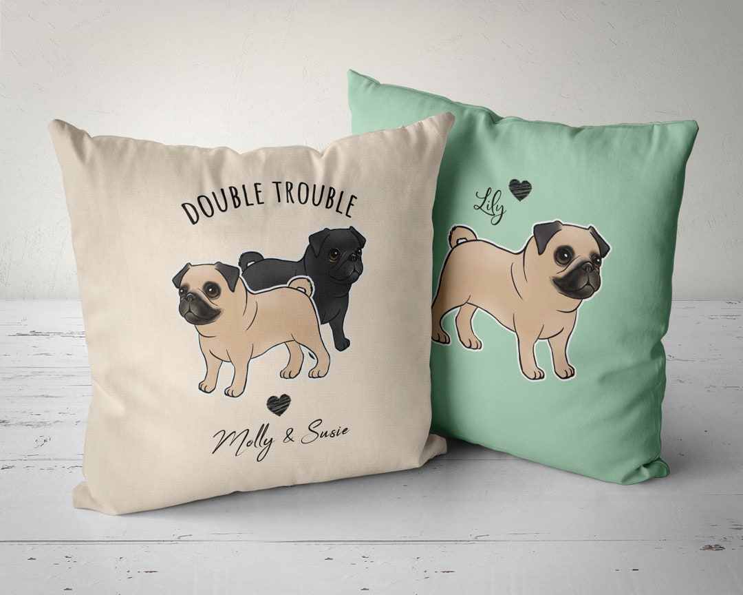 Pug Pillow, Pug Pillow Cover, Custom Pug Pillow Case, Personalized Pug ...
